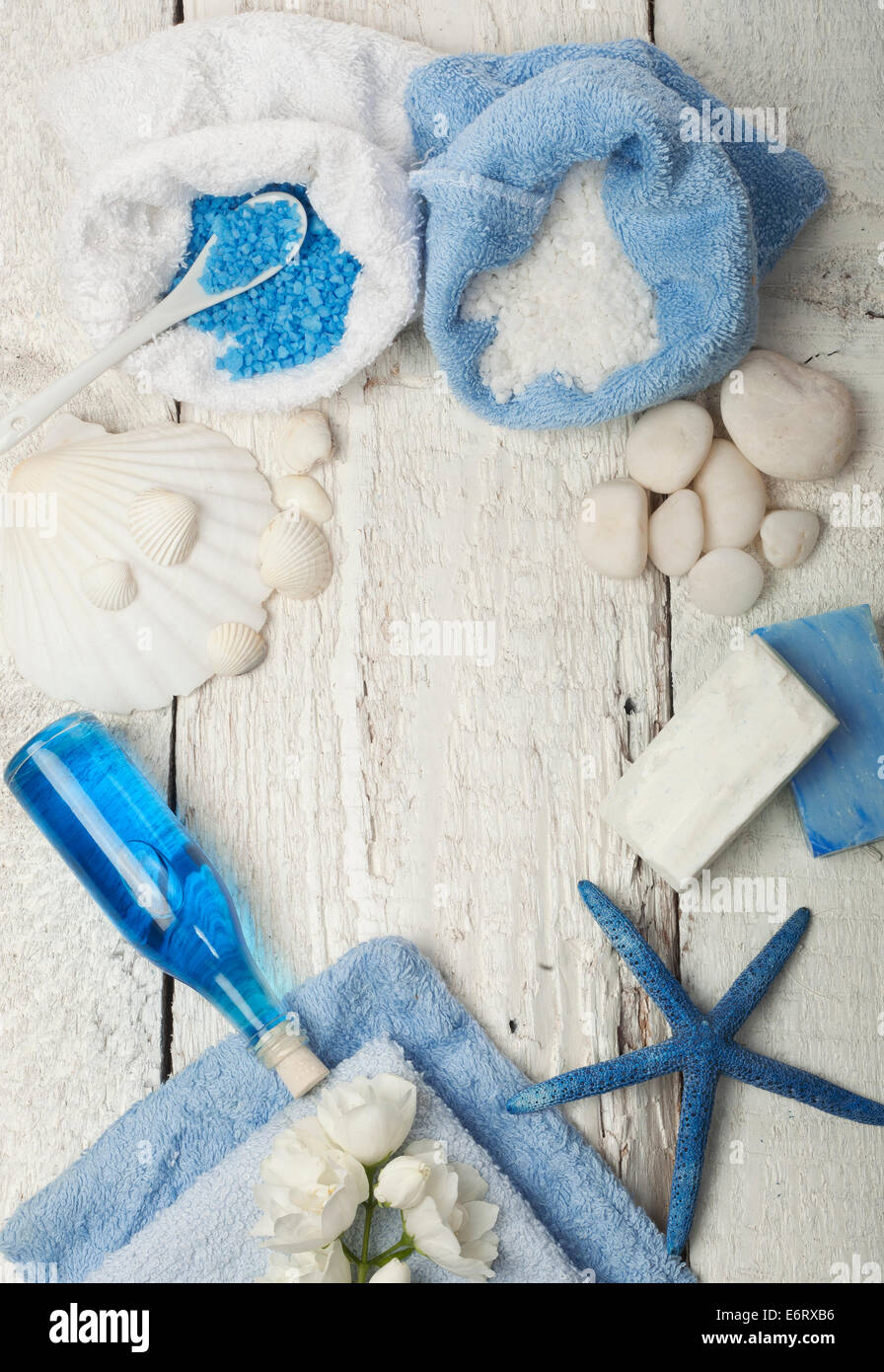 Spa background in the range of blue and white Stock Photo - Alamy