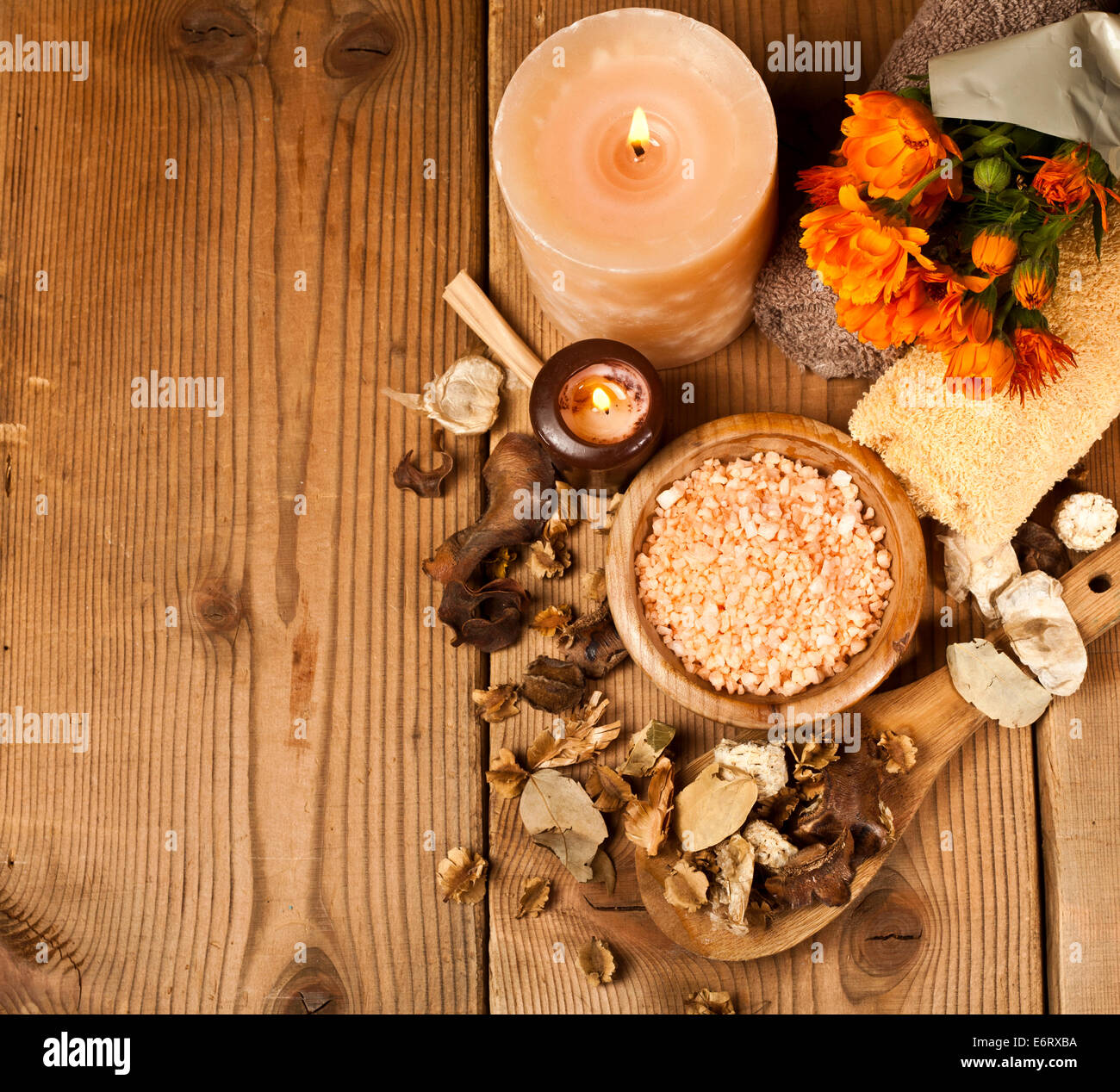 Spa background in the range of brown and orange with copy space ...