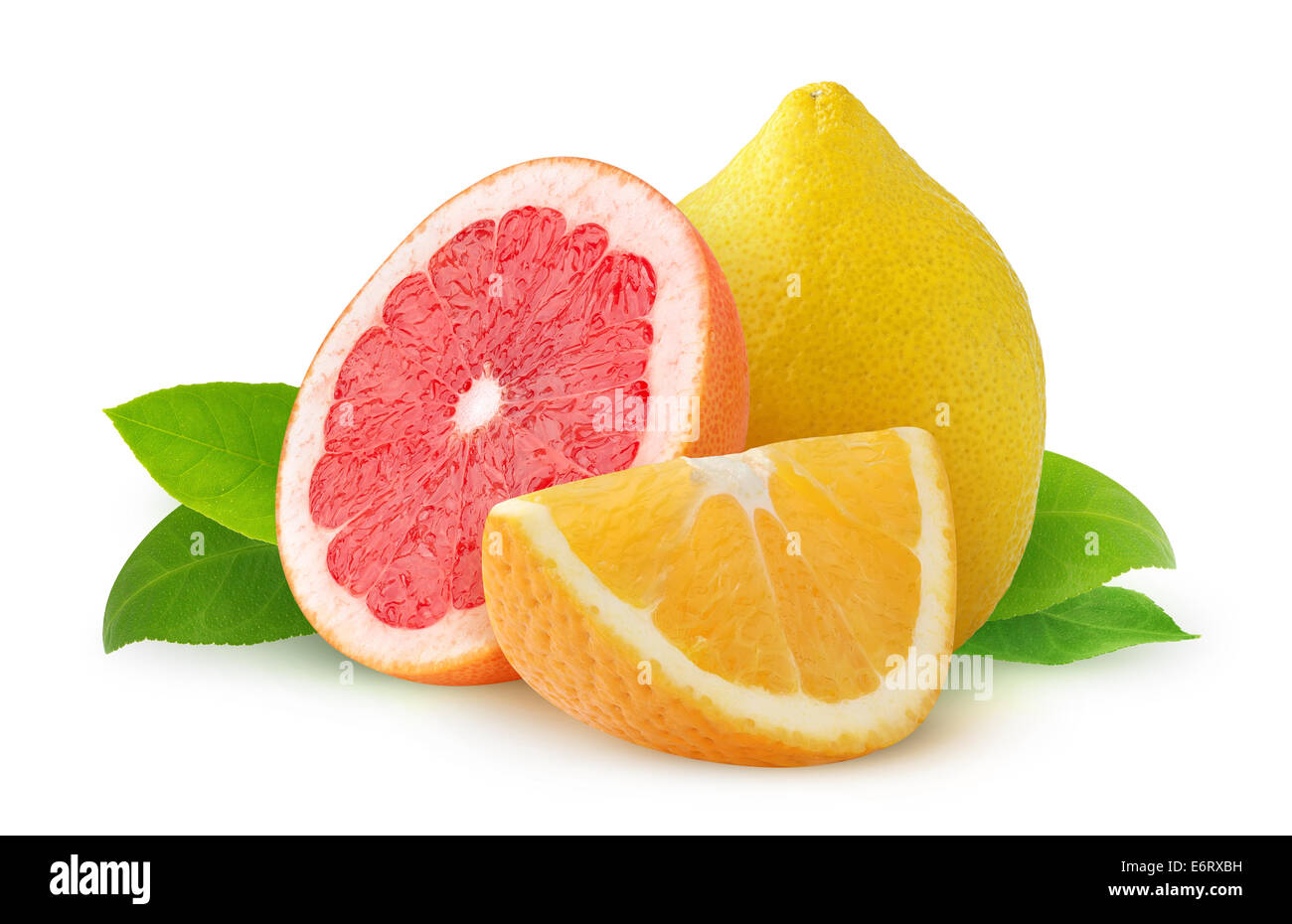 Citrus fruits on white background Stock Photo - Alamy