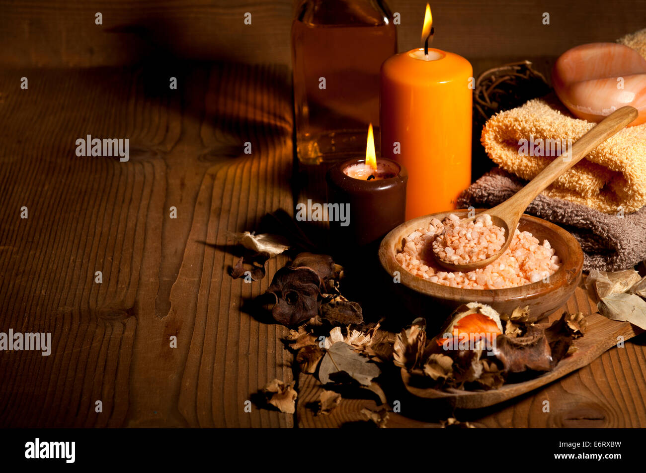 Spa background in the range of brown and orange with copy space ...