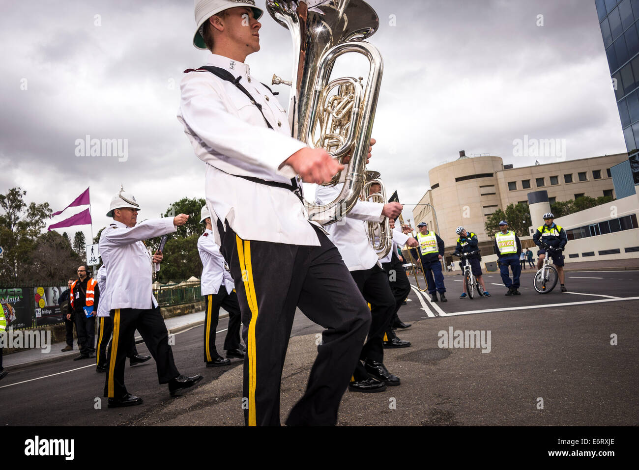 Royal NSW Lancers Band parade down Macquarie Street, Parramatta to ...
