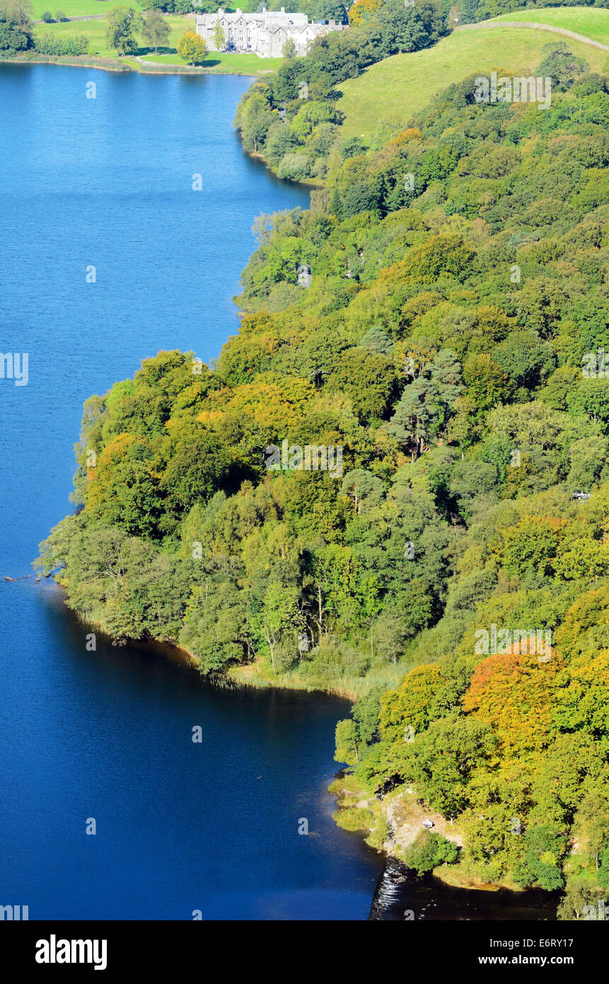 Grasmere Lake waterfall from Loughrigg Fell in Lake District National ...