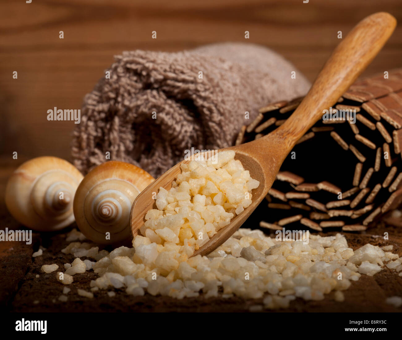 Spa background in the range of brown and yellow Stock Photo - Alamy