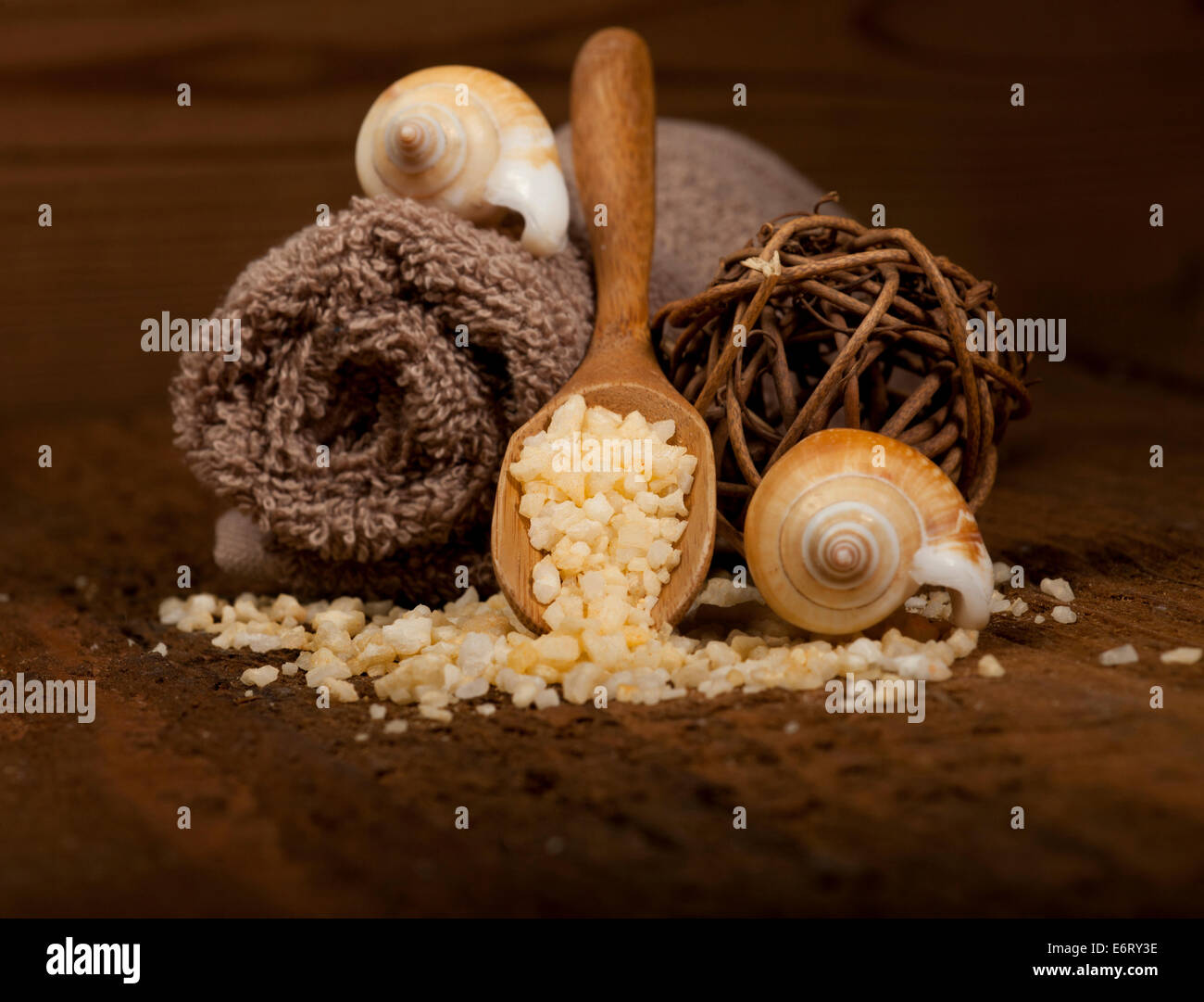 Spa background in the range of brown and yellow Stock Photo - Alamy