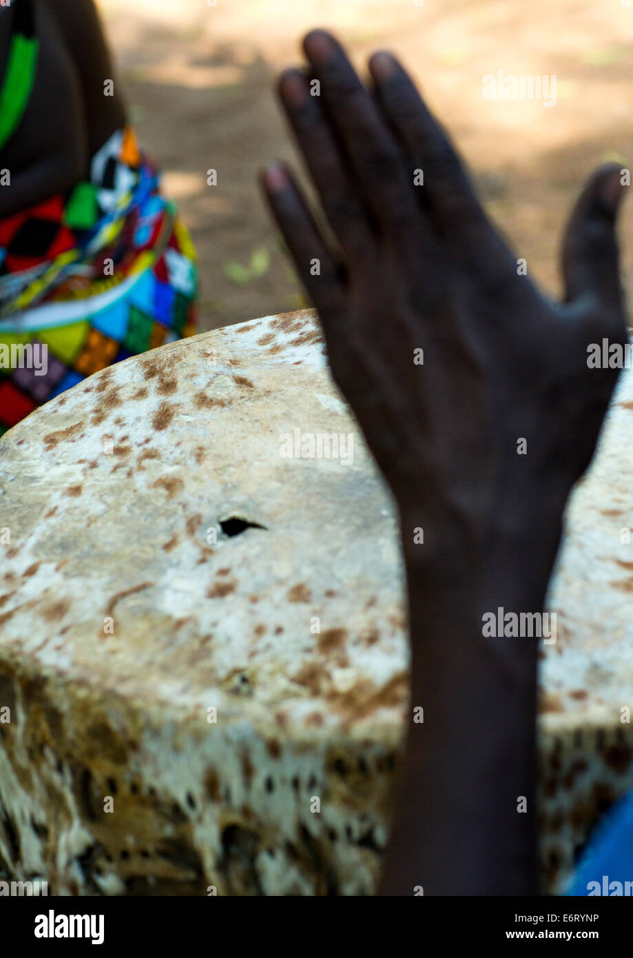 Anuak Tribe Playing Drum, Gambela, Ethiopia Stock Photo - Alamy