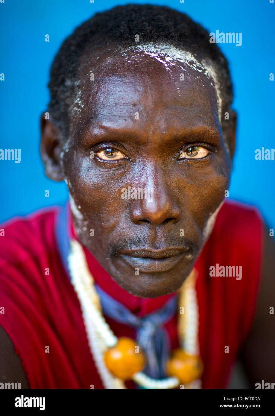 Man From Anuak Tribe In Traditional Clothing Wearing An Amber Necklace ...