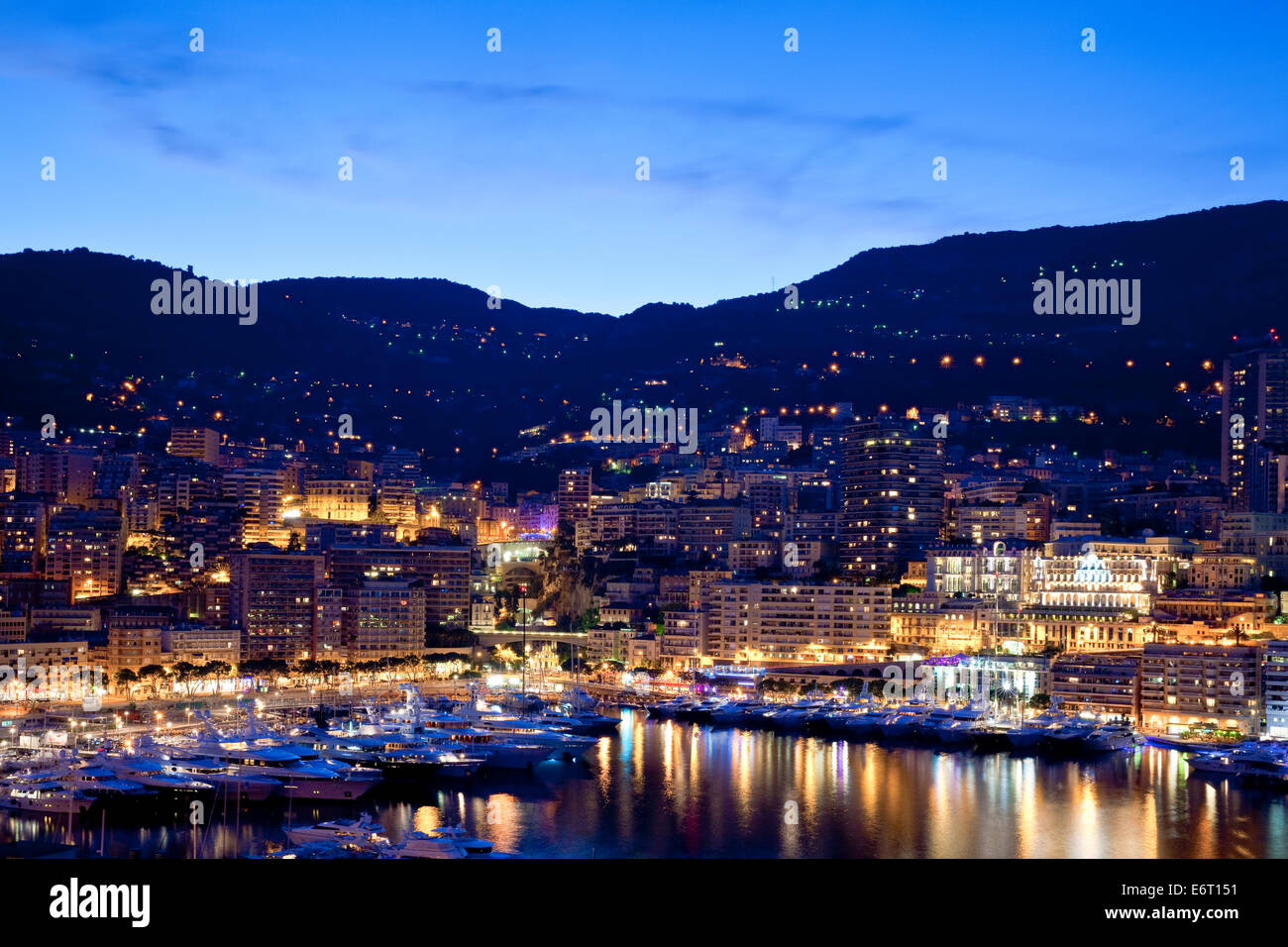 View of La Condamine, Principality of Monaco at night Stock Photo - Alamy