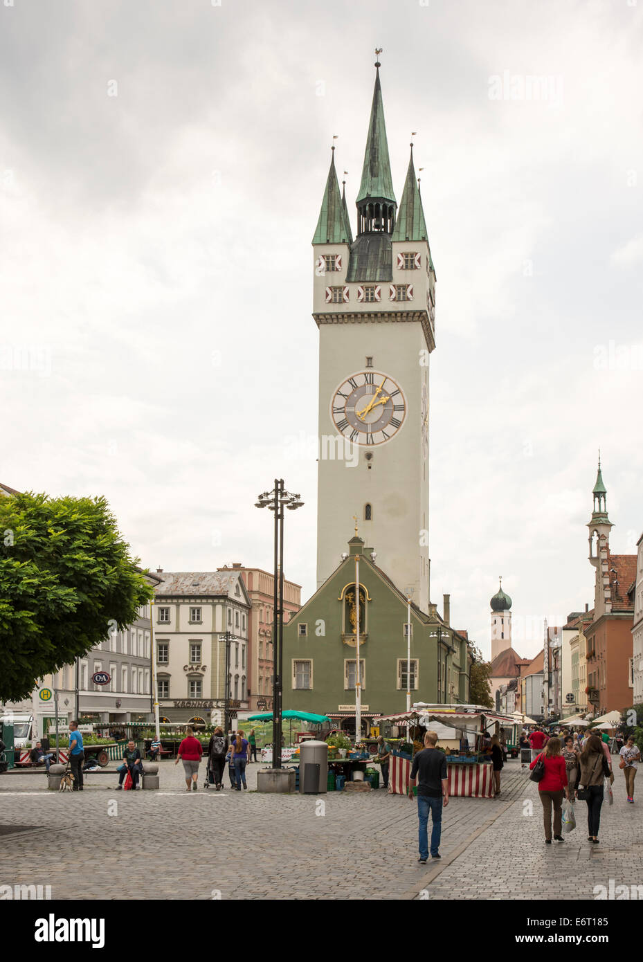 STRAUBING, GERMNANY - AUGUST 22: People at the market place of ...