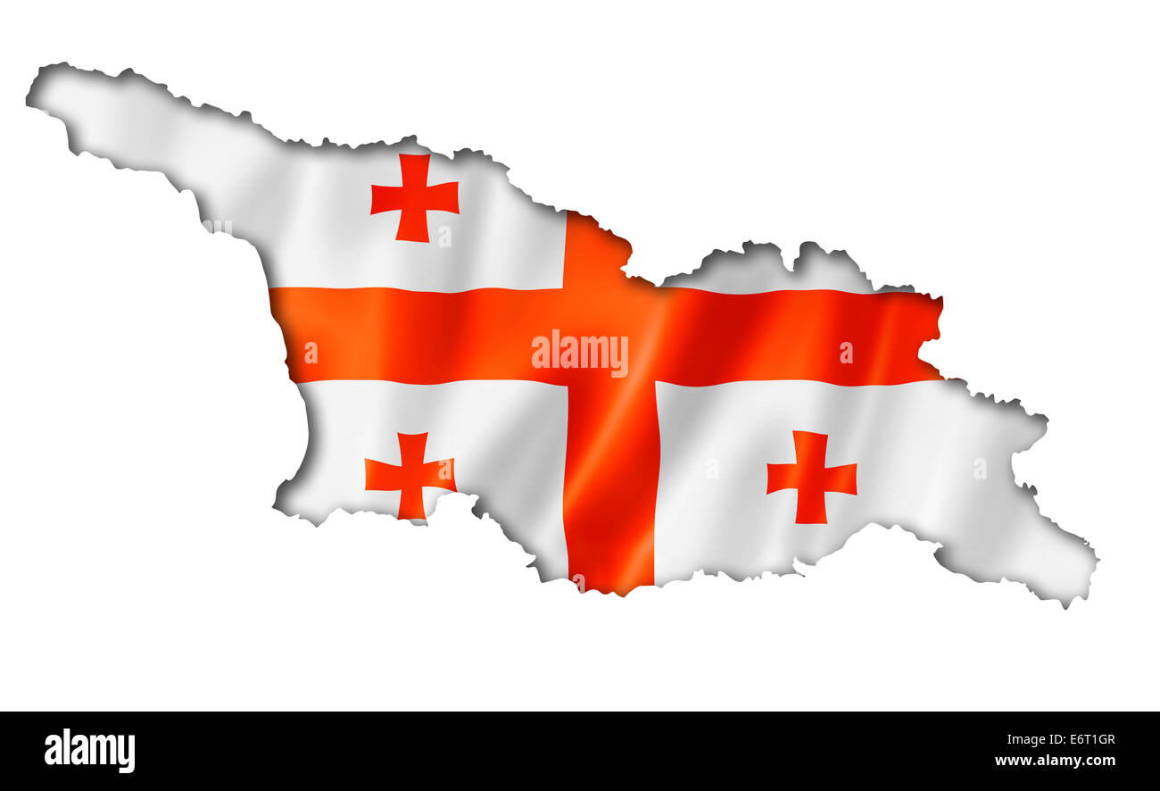 Georgia flag map, three dimensional render, isolated on white Stock ...