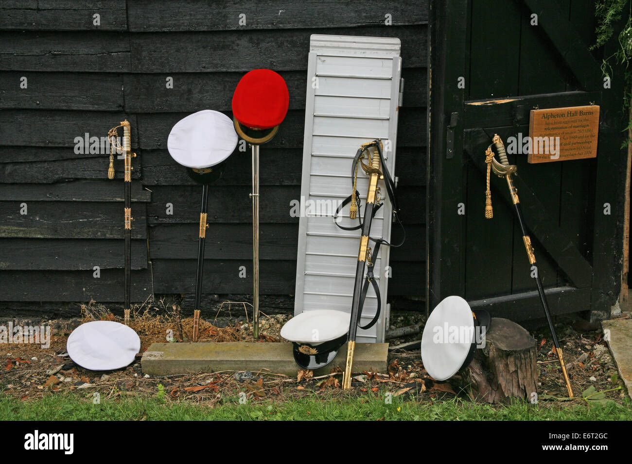 Military hats and swords Stock Photo - Alamy