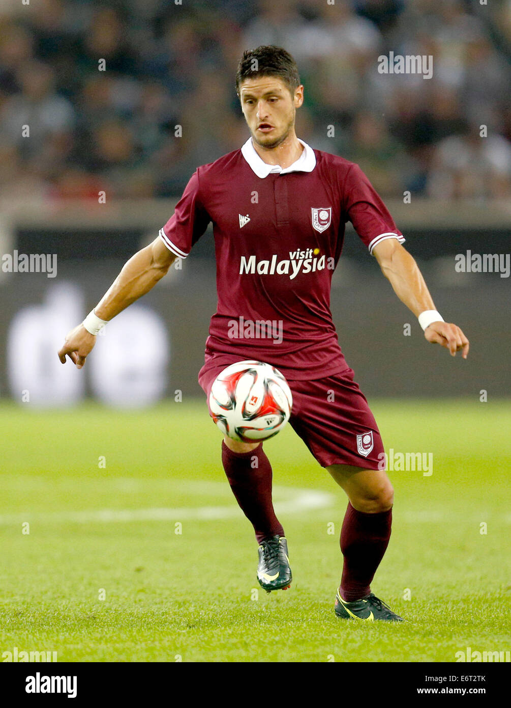 Moenchengladbach, Germany. 28th Aug, 2014. Sarajevo's Milos Stojcev in ...