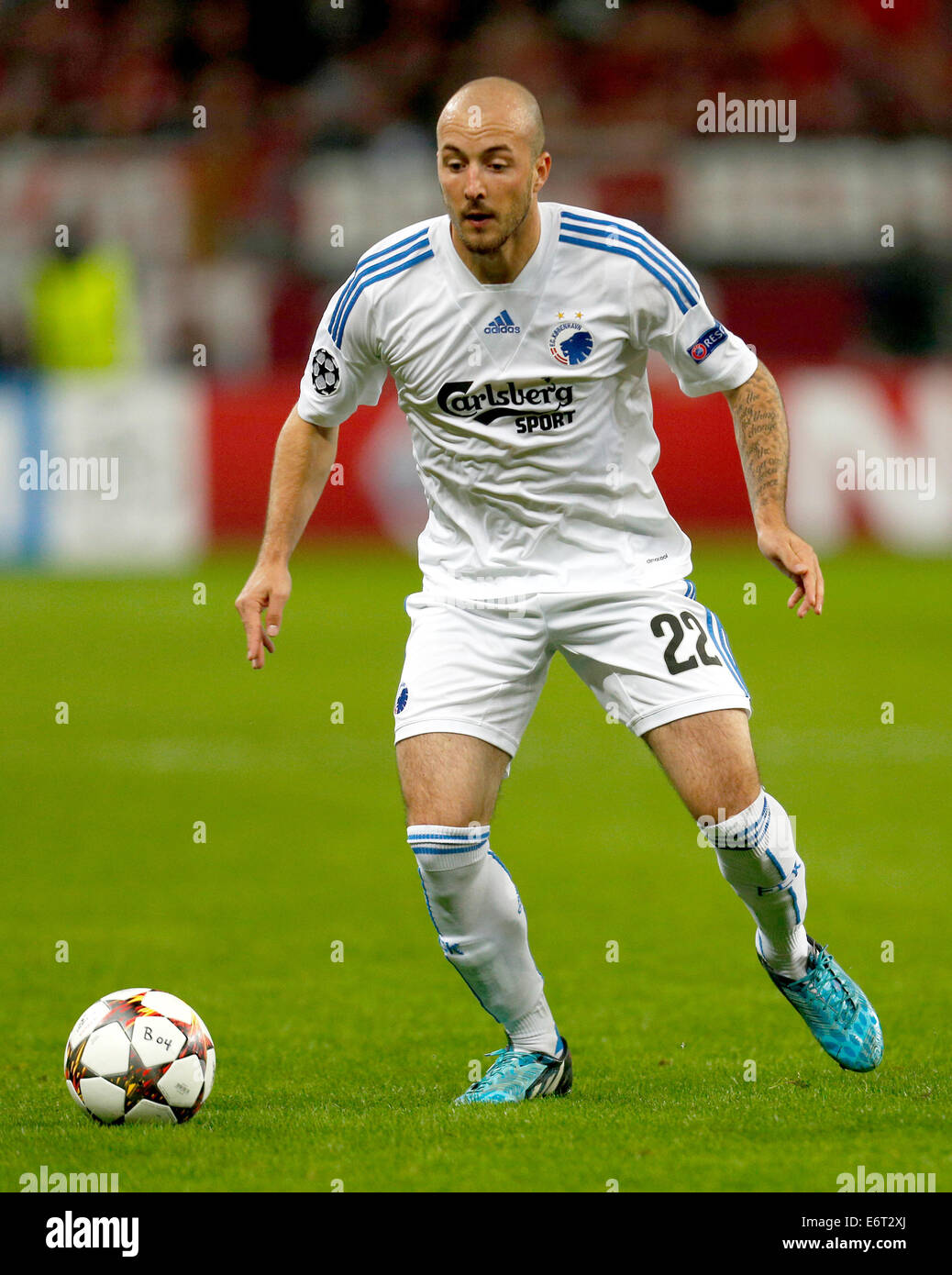 Leverkusen, Germany. 27th Aug, 2014. Copenhagen's Steve De Ridder in ...