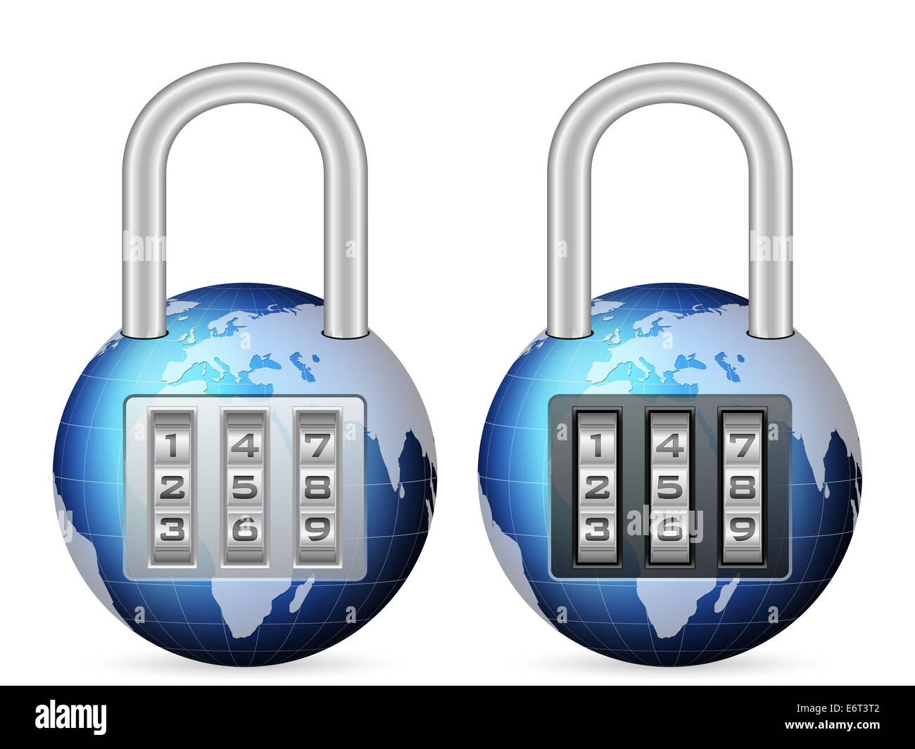 World globe code padlock on a white background Stock Photo - Alamy