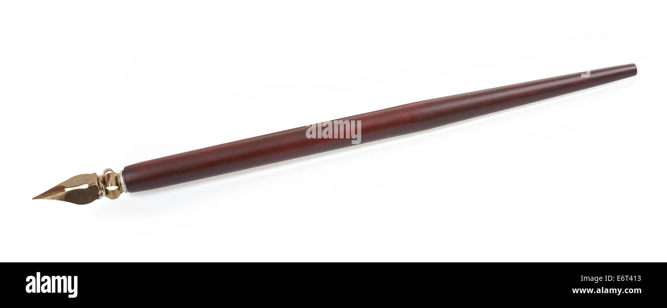 old ink dip pen isolated on white background Stock Photo - Alamy