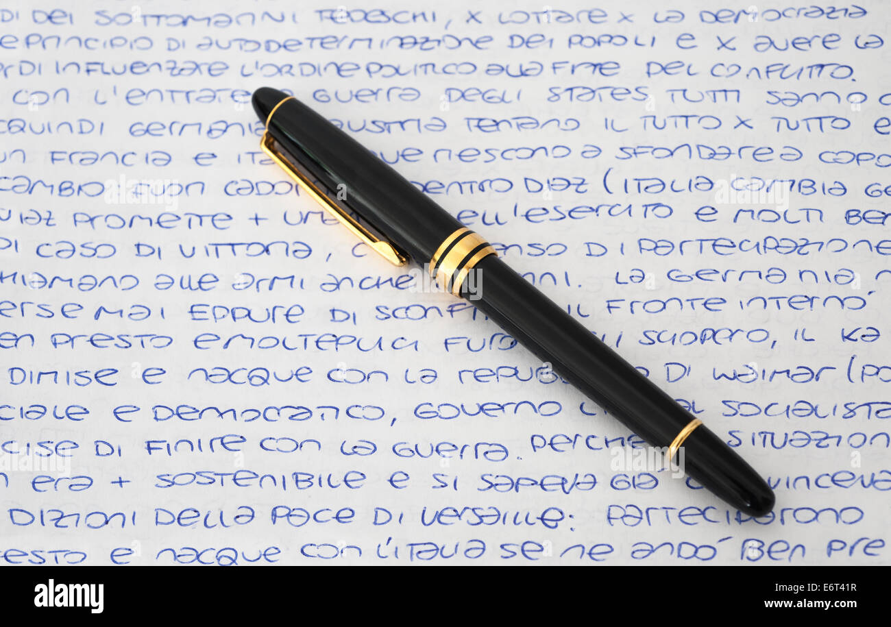 letter with calligraphic handwritten text and pen Stock Photo - Alamy