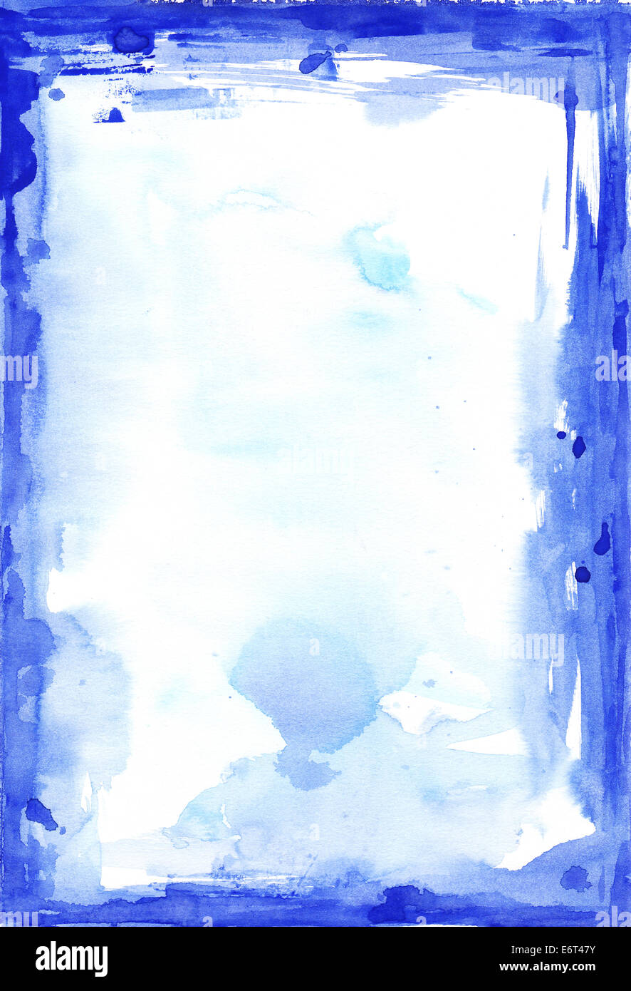 blue watercolor frame Stock Photo - Alamy