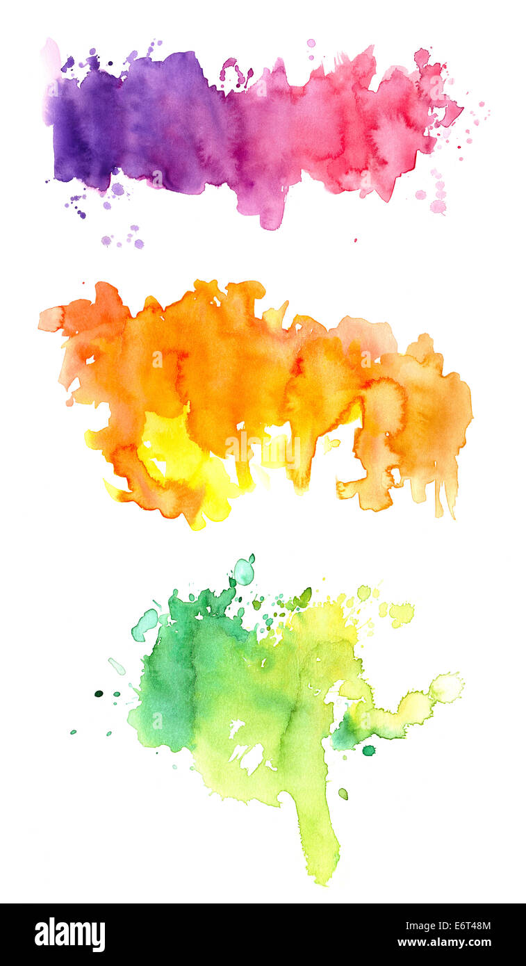 Three colorful watercolors Stock Photo - Alamy