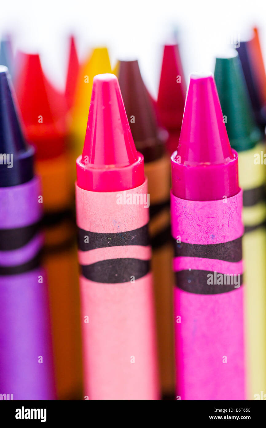 Multicolored crayons on a white background Stock Photo - Alamy