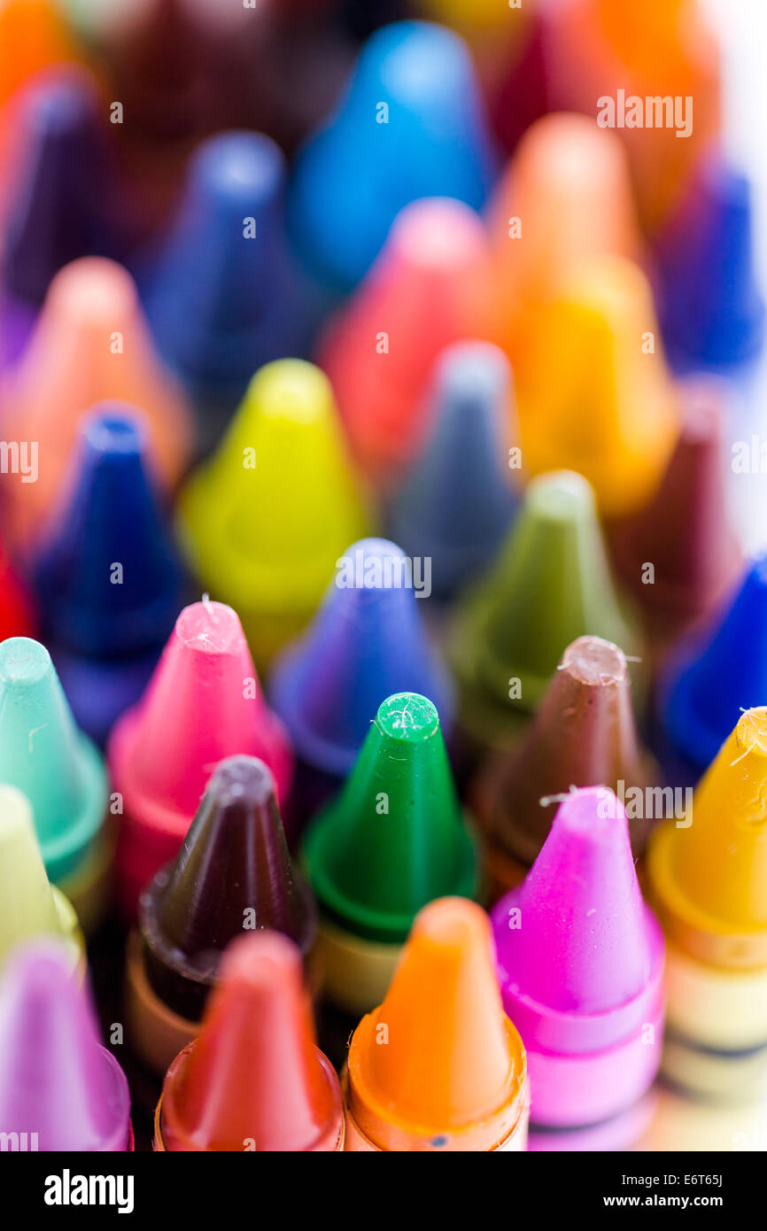 Multicolored crayons on a white background Stock Photo - Alamy