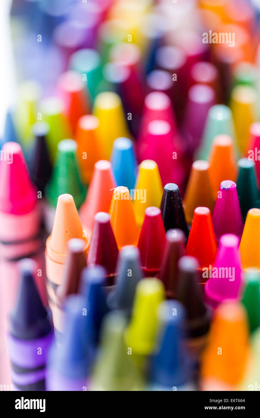 Multicolored crayons on a white background Stock Photo - Alamy