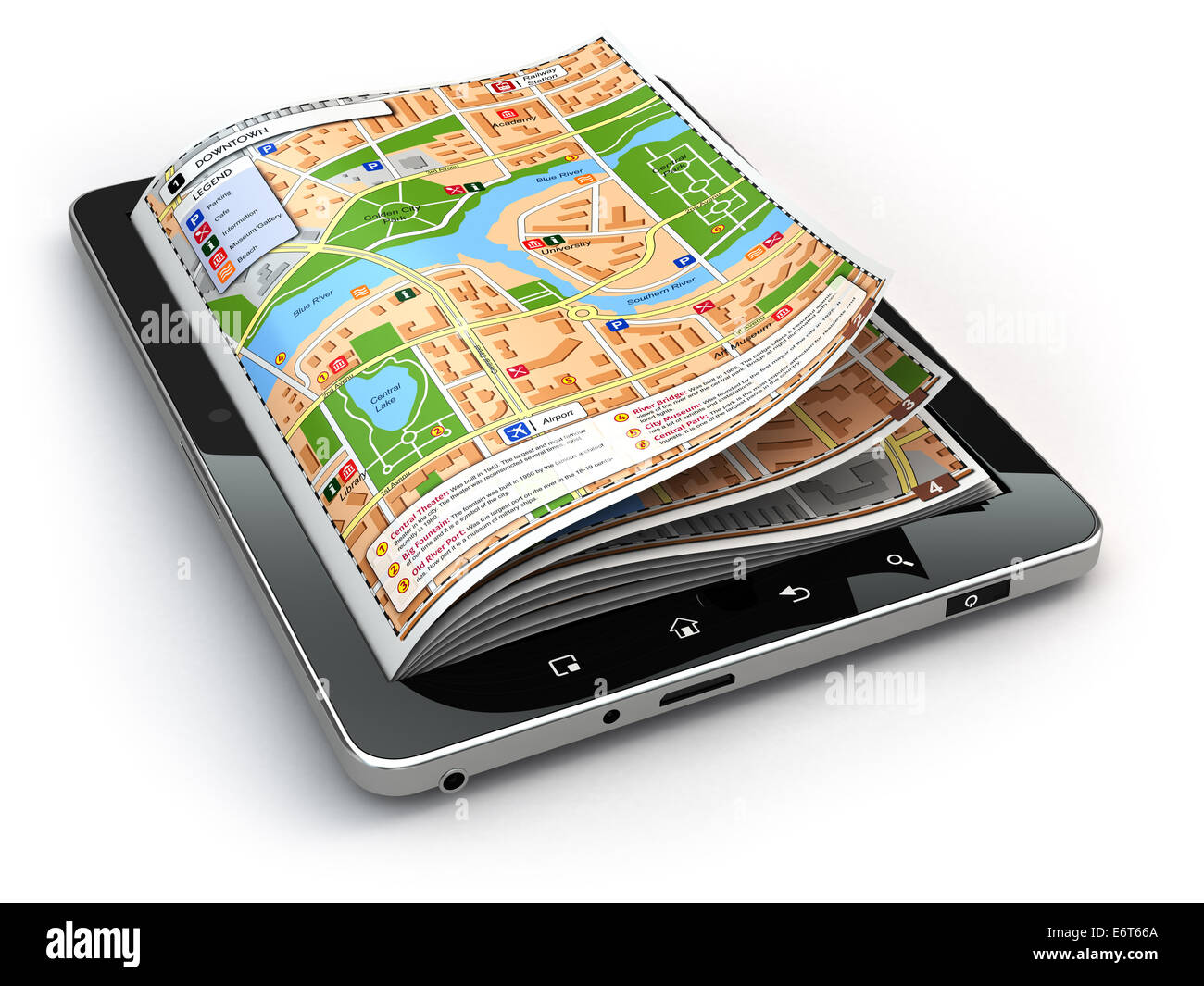 GPS navigation concept. Guide map on the tablet pc screen. 3d Stock Photo - Alamy