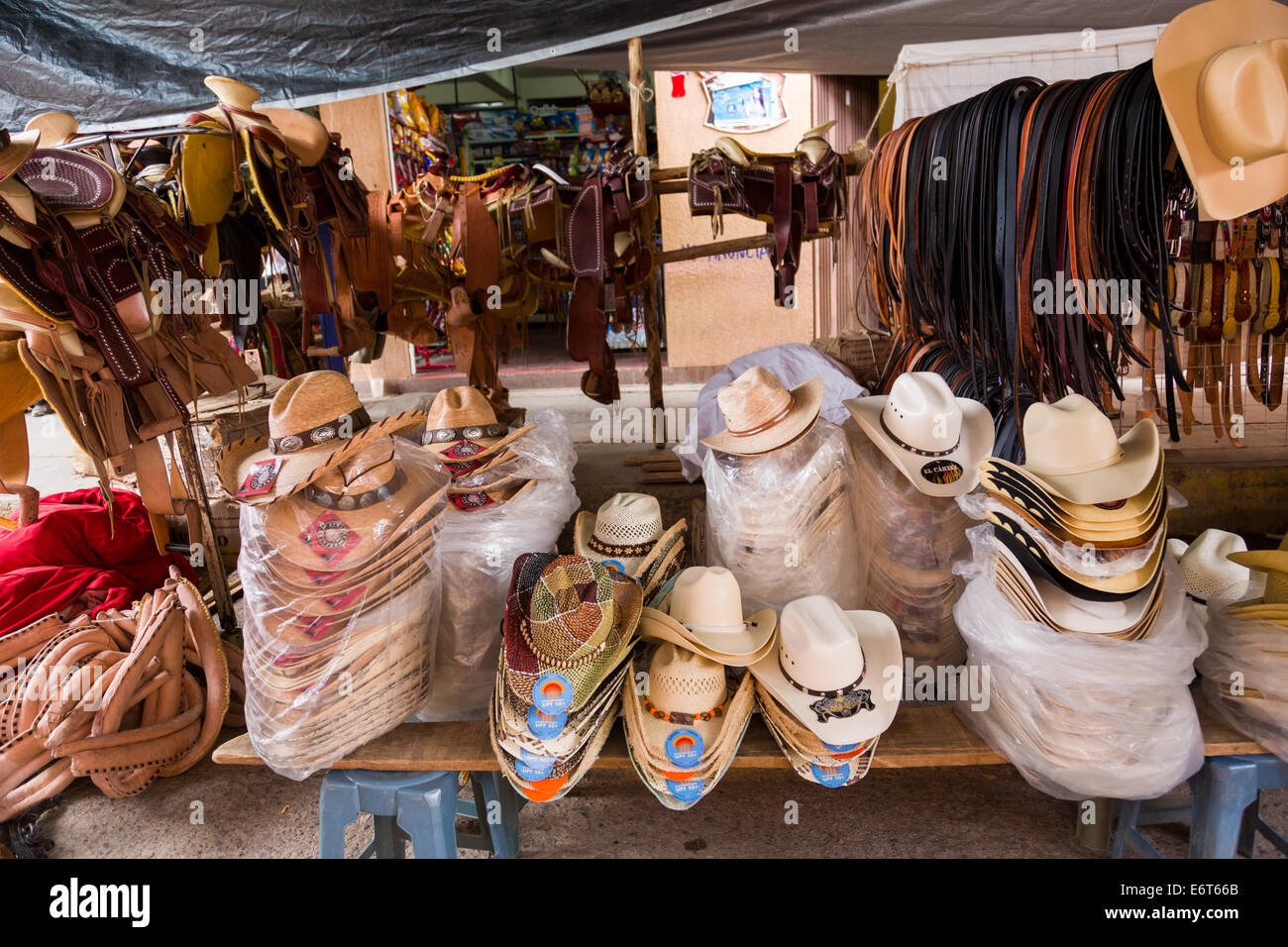 Vendor displays cowboy hats saddles hi-res stock photography and images ...