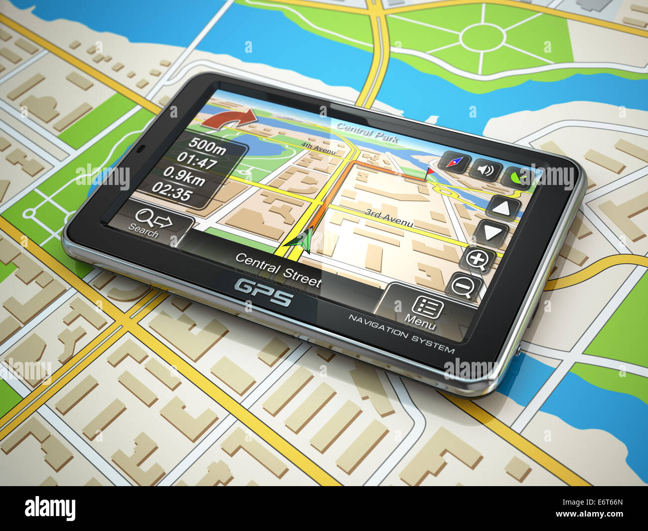 GPS navigation system on the city map. 3d Stock Photo - Alamy