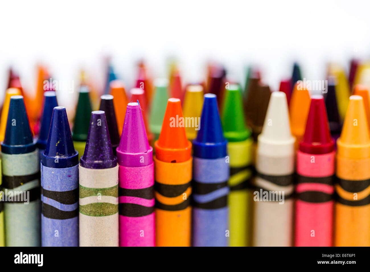 Multicolored crayons on a white background Stock Photo - Alamy