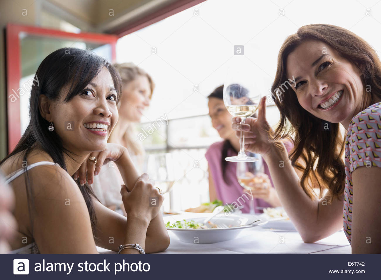 Back view woman table wine hi-res stock photography and images - Alamy