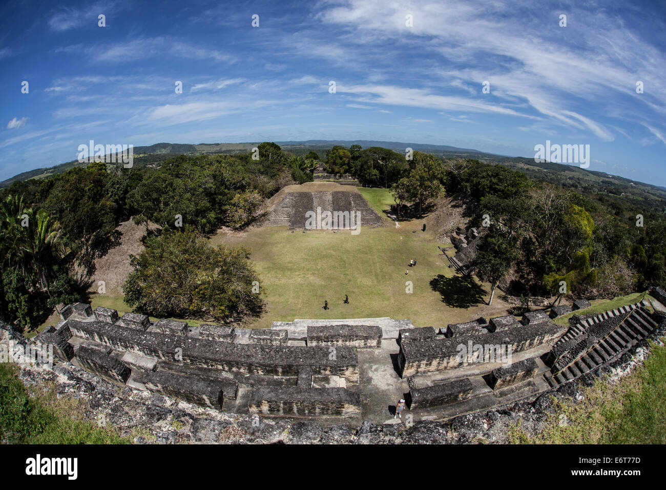 View of El Castillo Pyramid to Maya Ruins of Xunantunich, Caribbean ...
