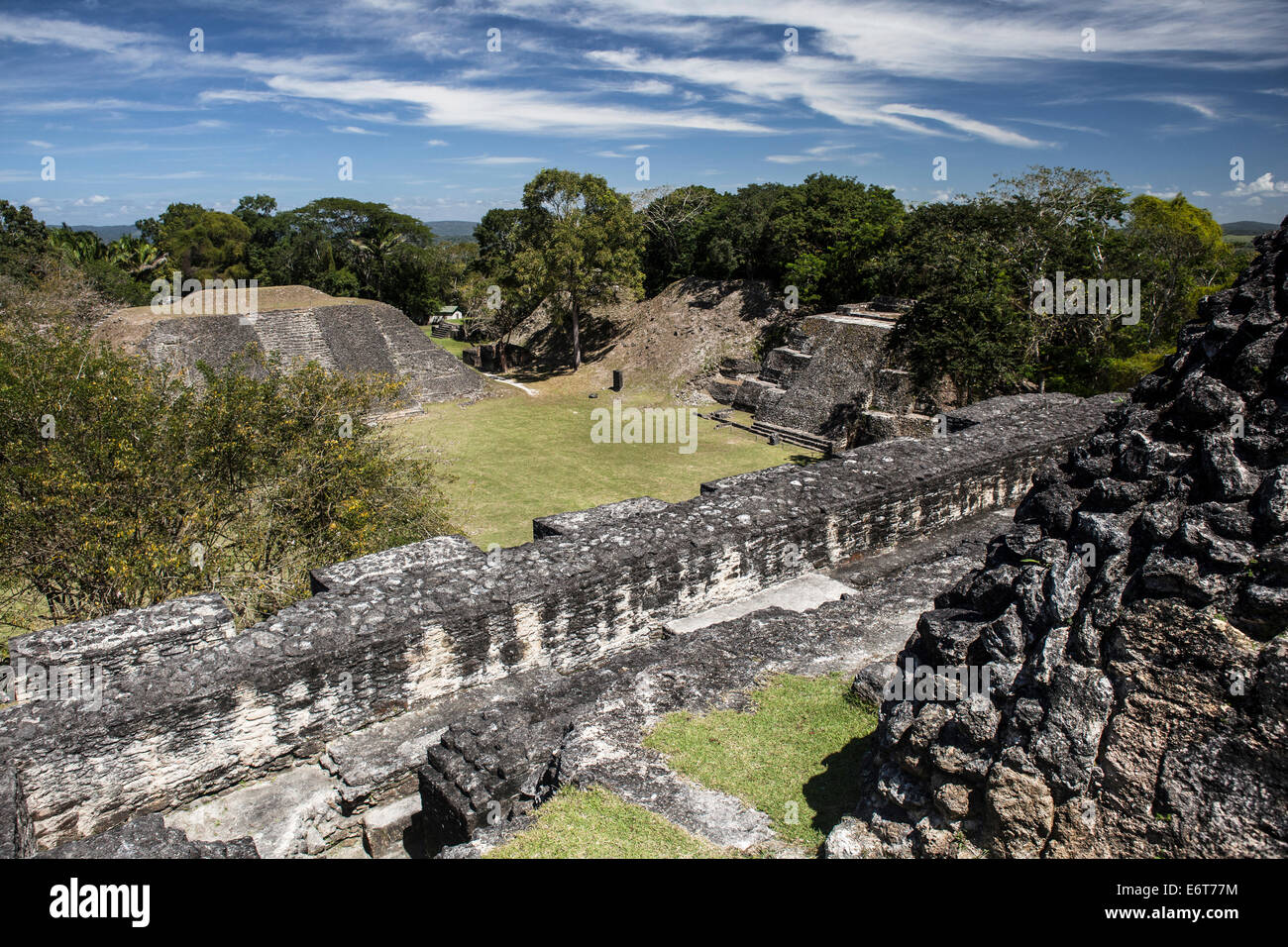 View of El Castillo Pyramid to Maya Ruins of Xunantunich, Caribbean ...