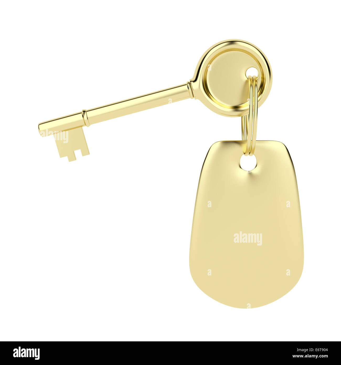 Key and key ring in golden color, isolated on white Stock Photo - Alamy