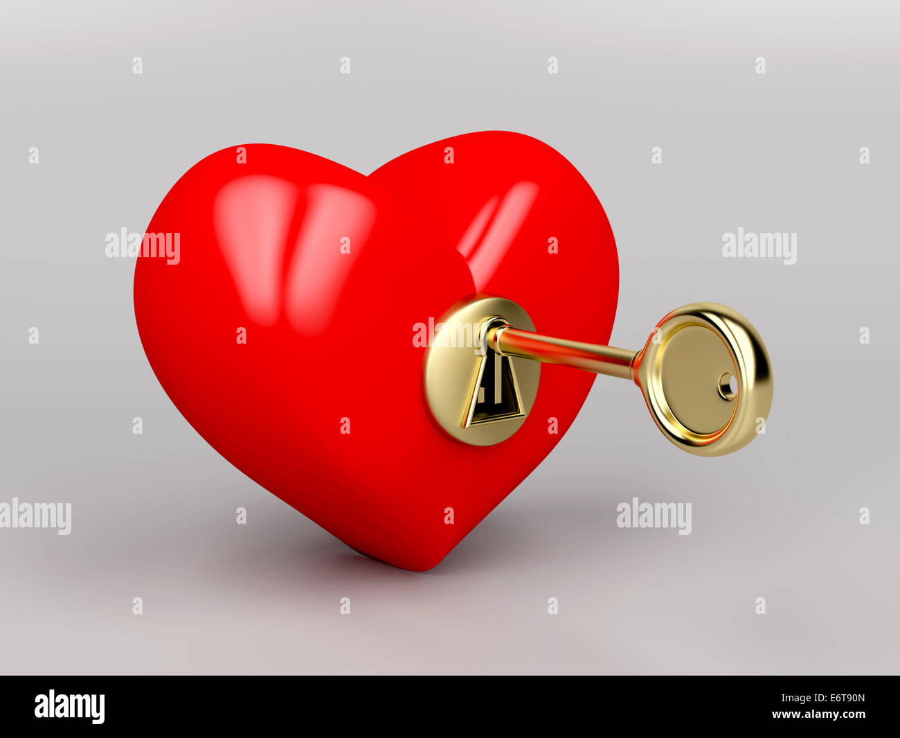 Red heart with gold key and keyhole Stock Photo - Alamy