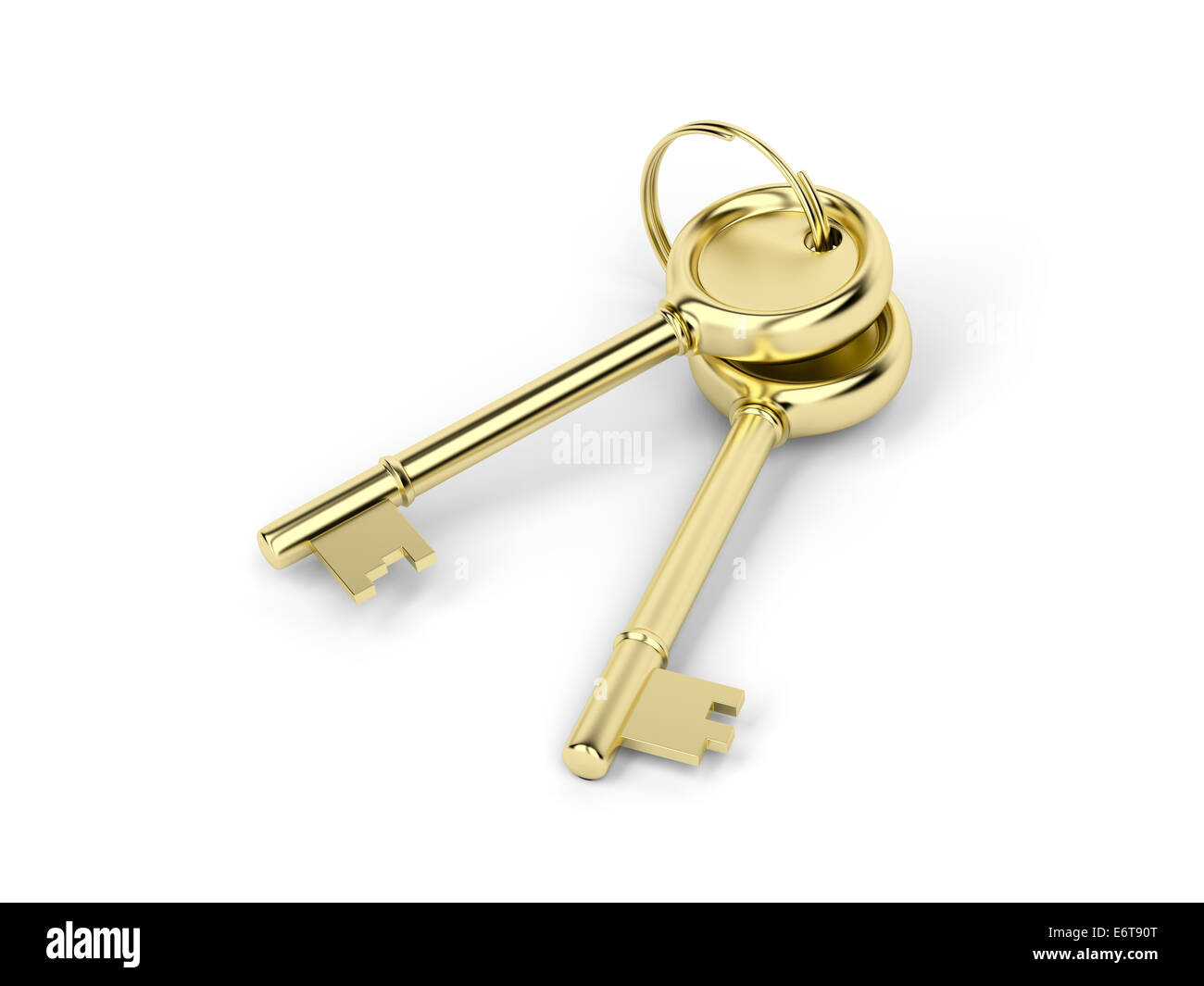 Two gold keys on white background Stock Photo - Alamy