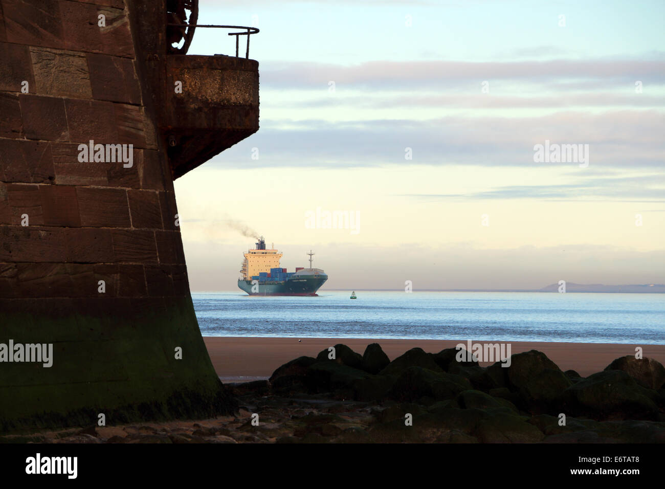 New Brighton River Mersey Container Ship Stock Photo - Alamy
