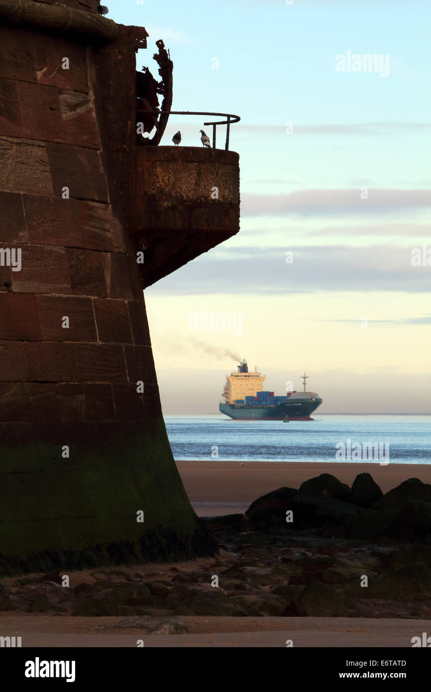New Brighton River Mersey Container Ship Stock Photo - Alamy