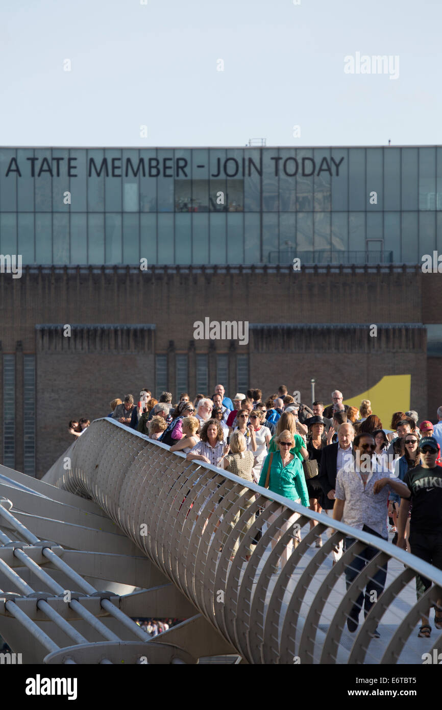 Tate Modern in London and Millennium Bridge Stock Photo - Alamy