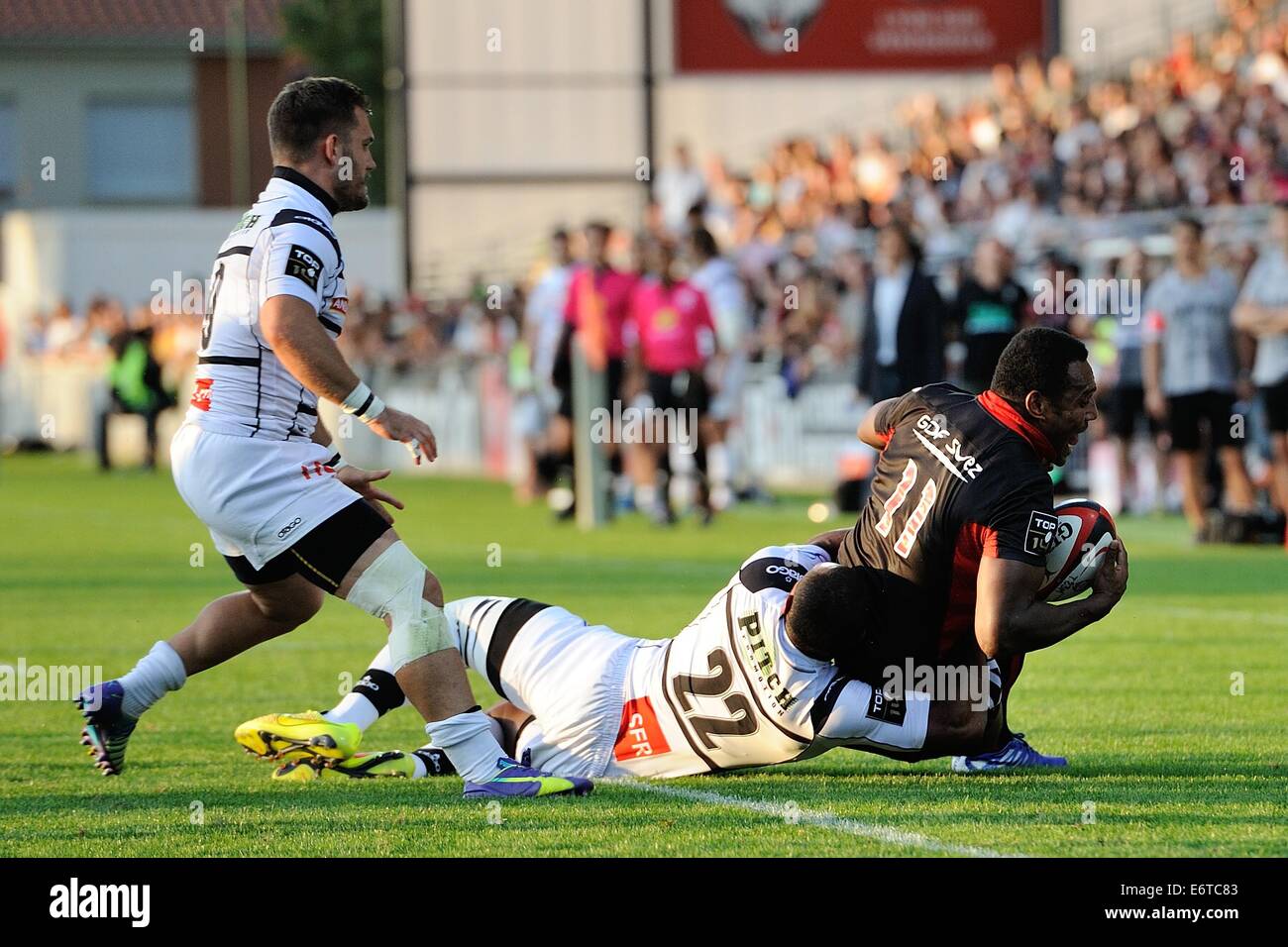 Lyon, France. 30th Aug, 2014. French TOP 14 rugby union. Lyon Olympique ...