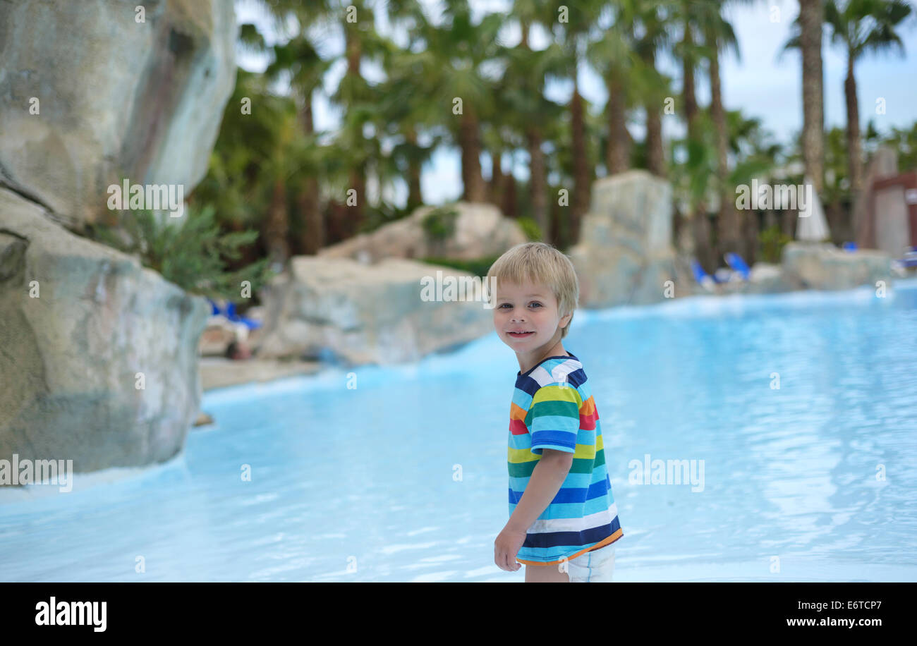 Little baby boy near swimming pool Stock Photo - Alamy