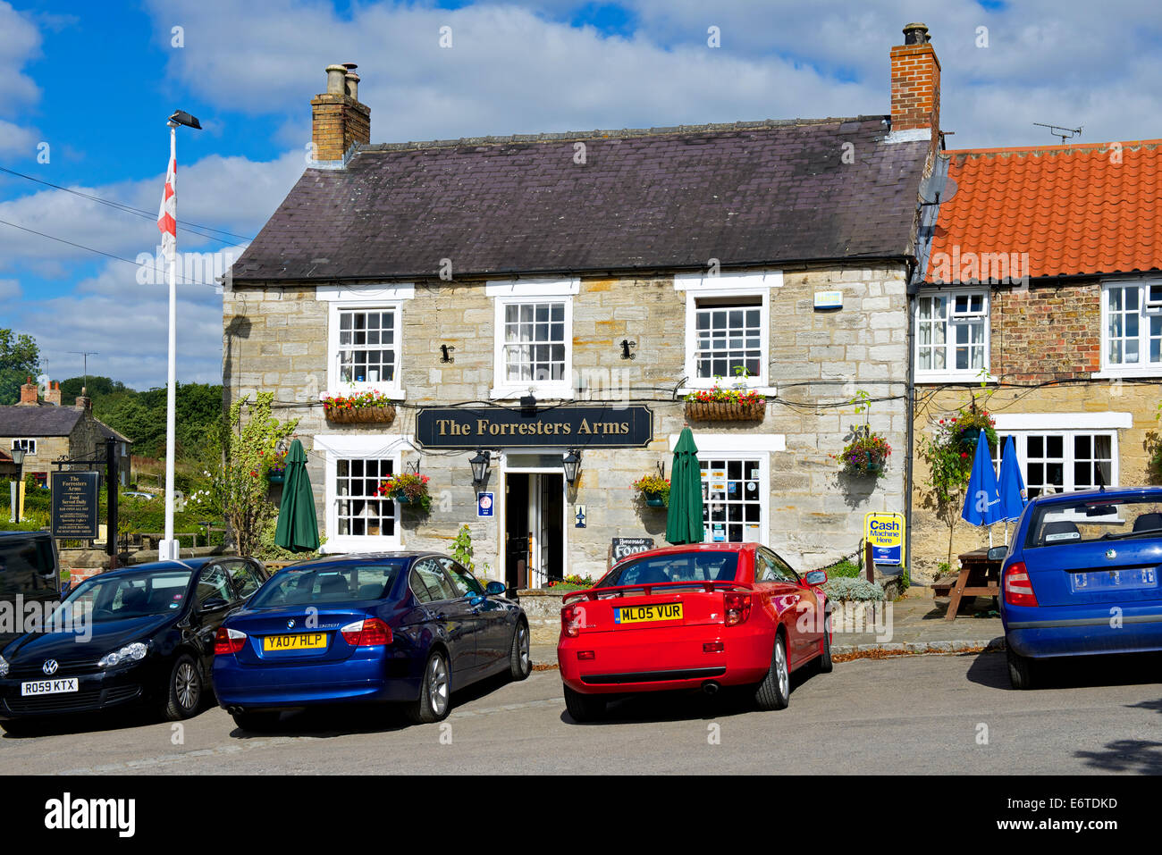 The Forresters Arms pub in Kilburn, North Yorkshire, England UK Stock ...
