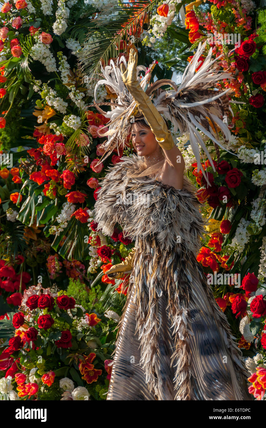 Nice, France, Portrait Women in Costume, Throwing Flowers to Crowd on ...