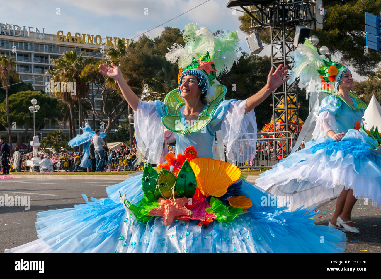 Nice, France, Caribbean french riviera woman in Colorful Costumes ...