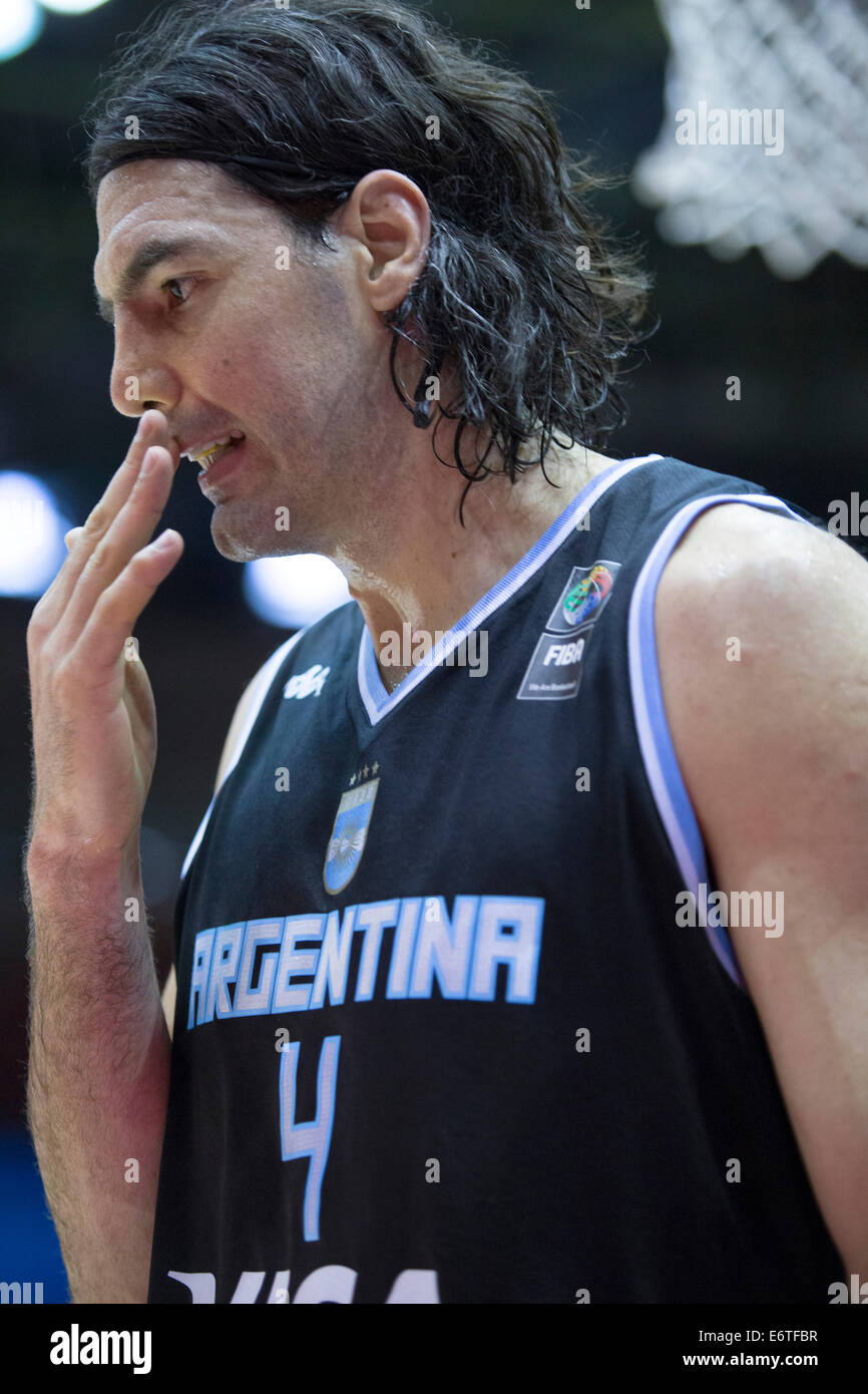 Seville, Spain. 30th Aug, 2014. Luis Scola of Argentina reacts during ...