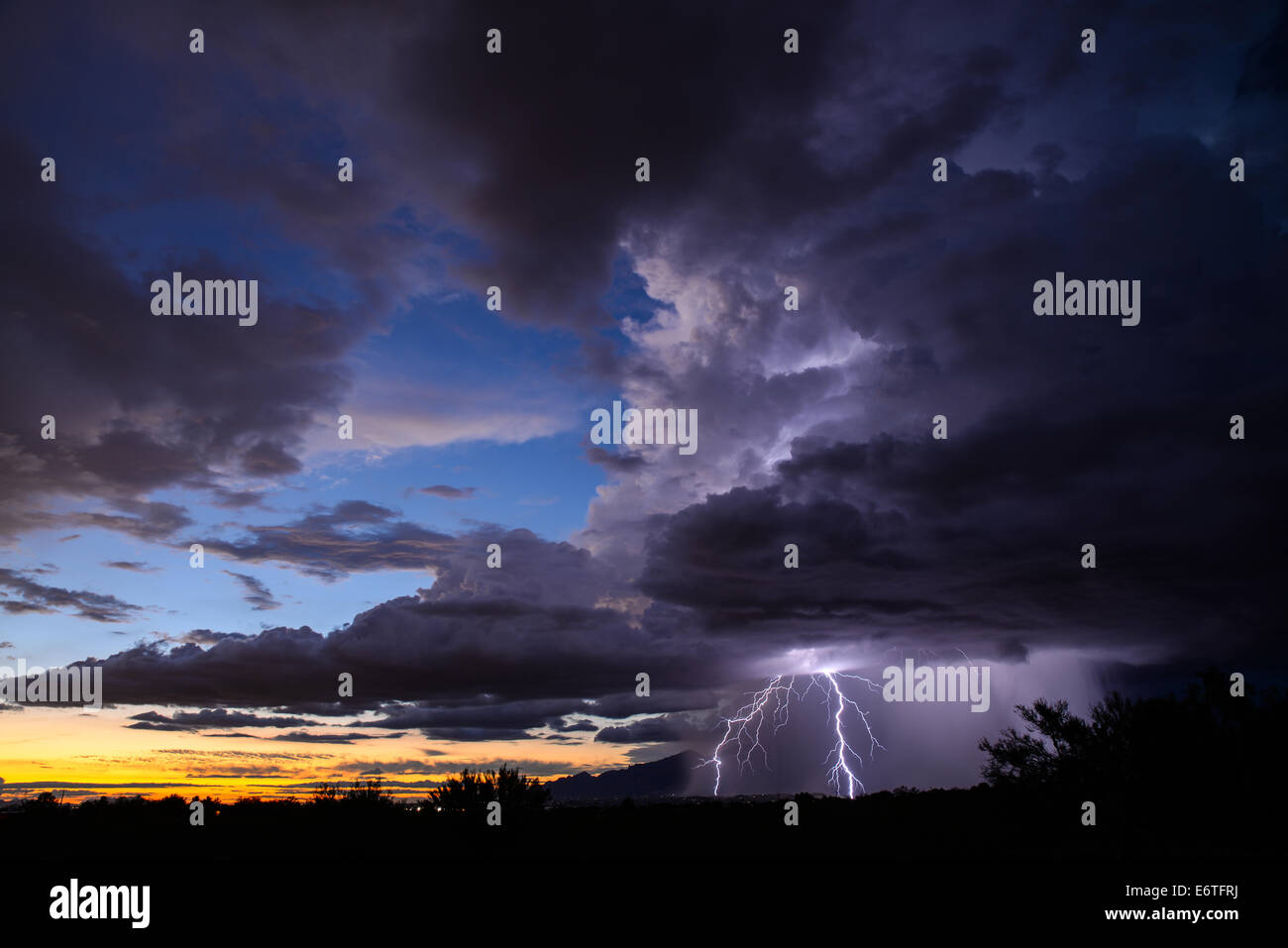 Tucson Sunset Lightning Stock Photo - Alamy