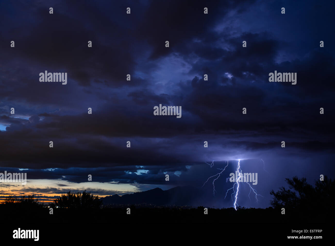 Tucson Sunset Lightning Stock Photo - Alamy