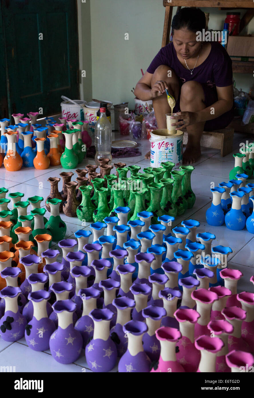 Yogyakarta, Java, Indonesia. Woman Painting Vases Stock Photo - Alamy