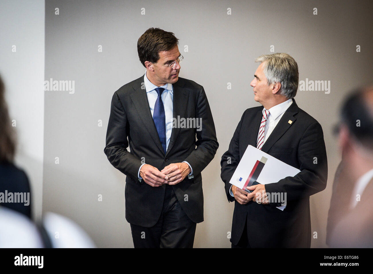 Brussels, Belgium. 30th Aug, 2014. EU leaders Dutch Prime Minister Mark ...