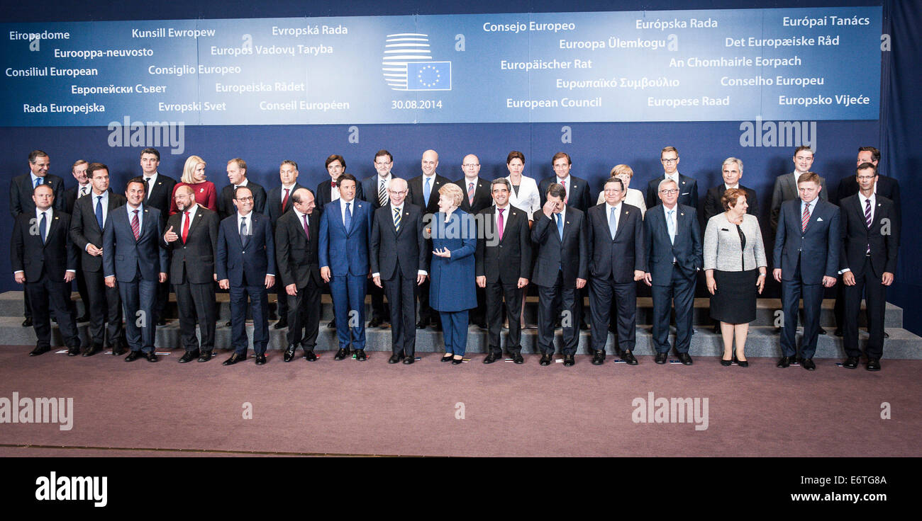 Brussels, Belgium. 30th Aug, 2014. EU leaders pose for family photo ...