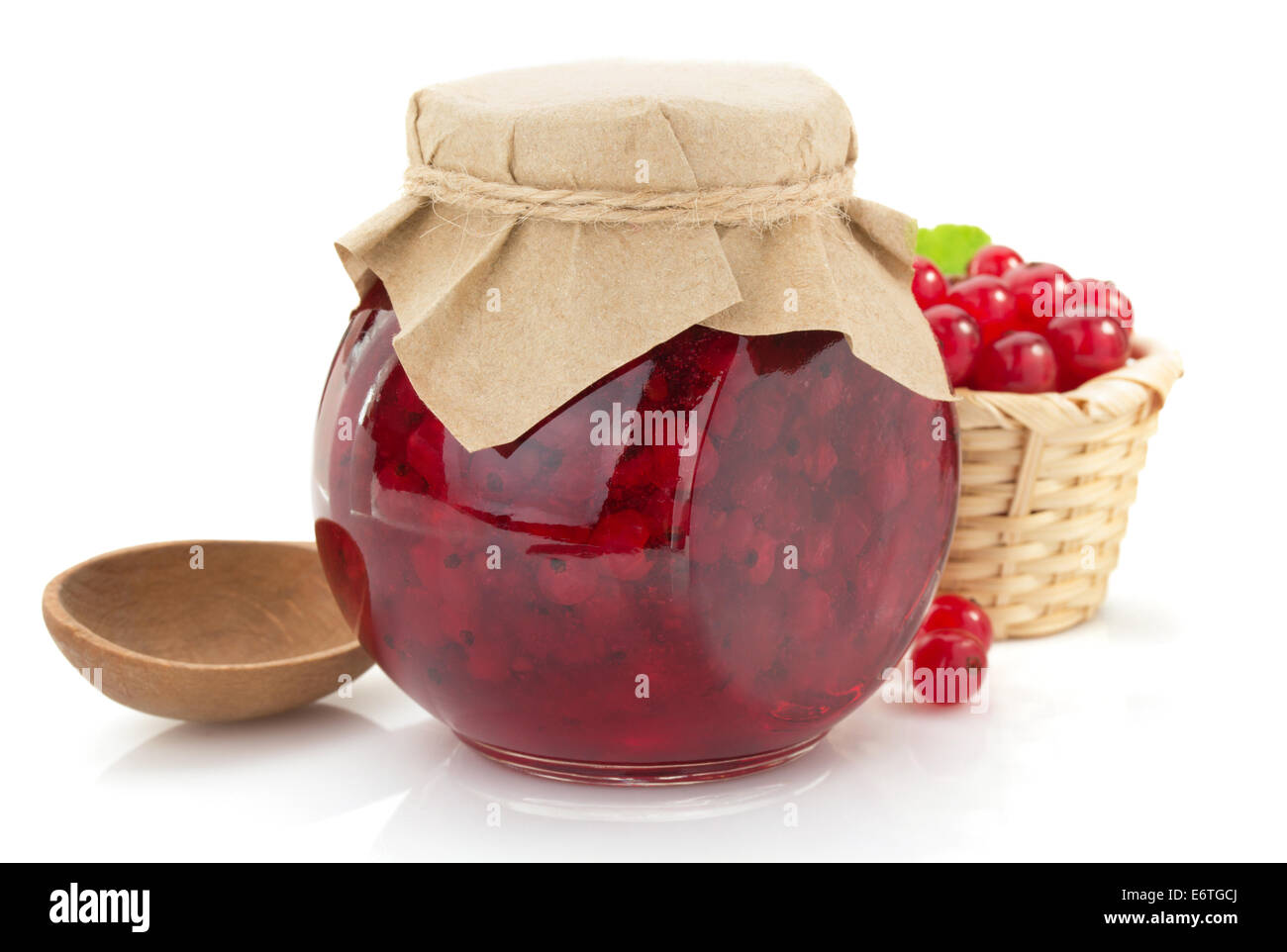 red currant jam on white background Stock Photo - Alamy