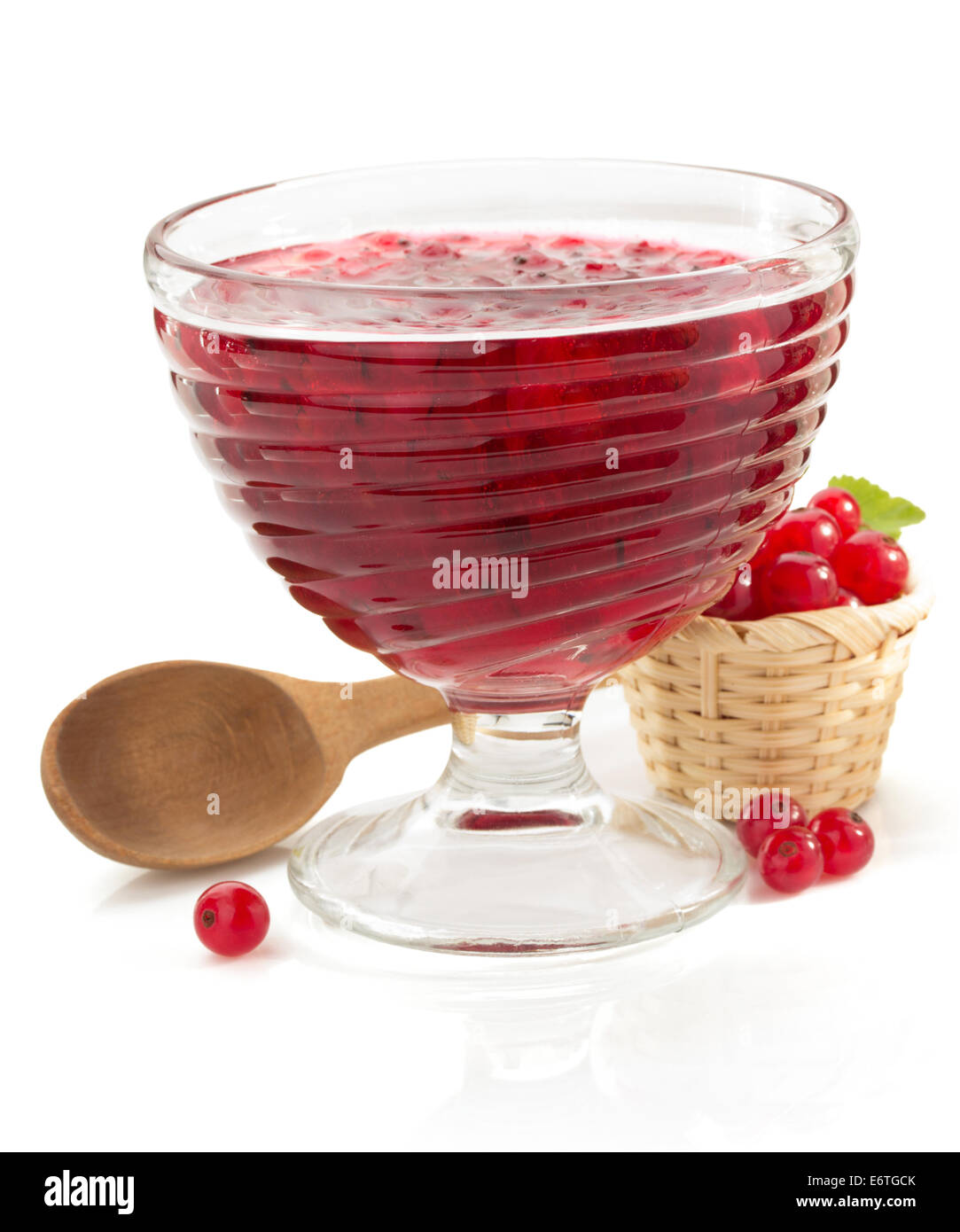 red currant jam on white background Stock Photo - Alamy